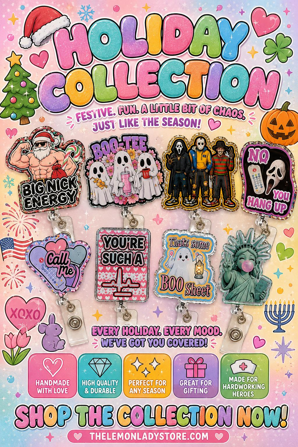 Holiday Cheer Badge Reels – The Lemon Lady Store